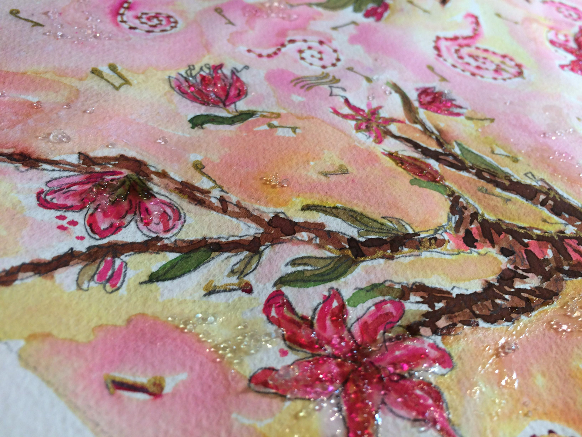 Olivia Manning - Cherry Blossom print zoomed in
