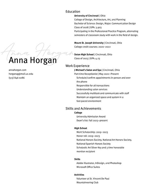 ANNA HORGAN - resume