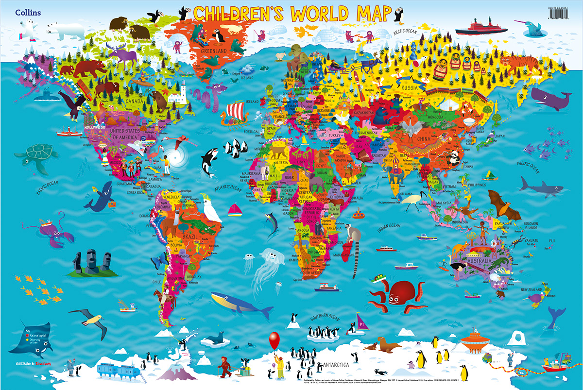 Steve Evans Illustration - Collins Children's Map of the World