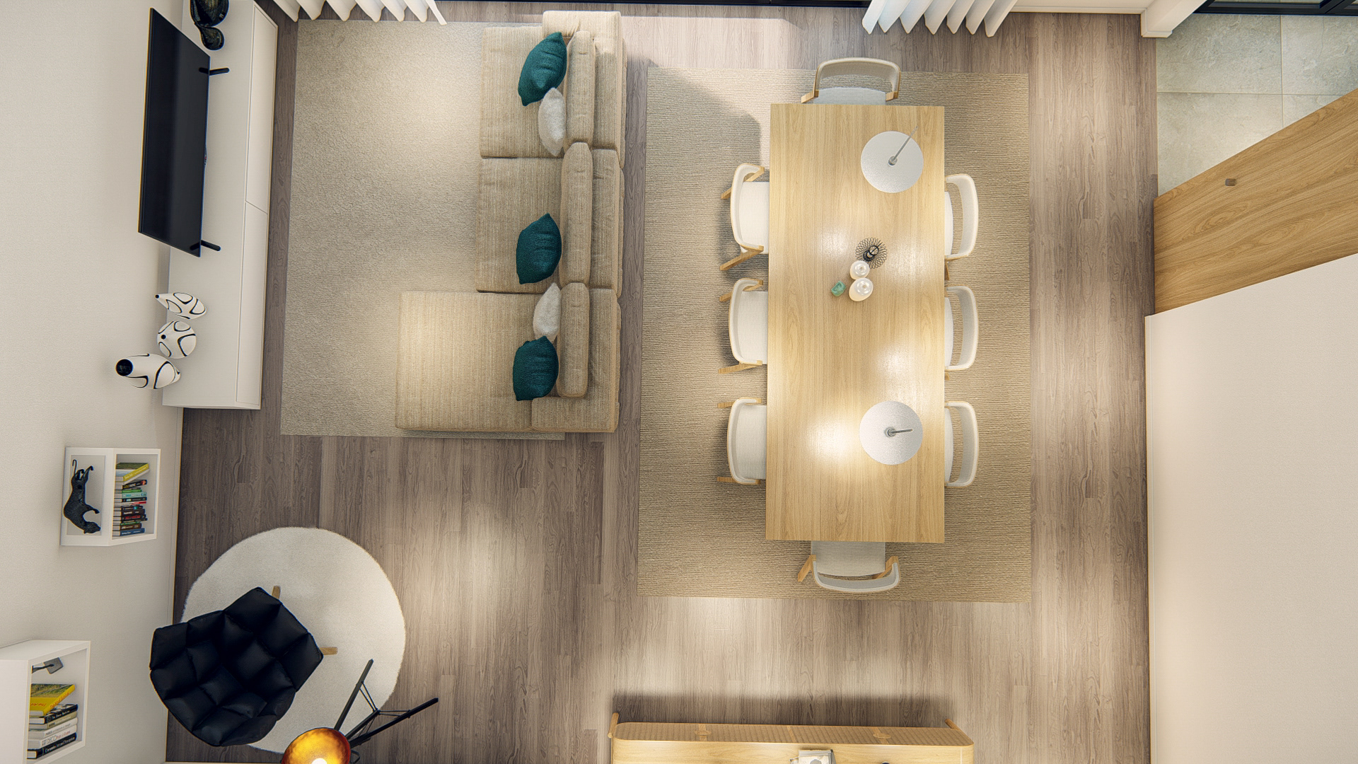 Márcio Silva - 3D kitchen and apartment room