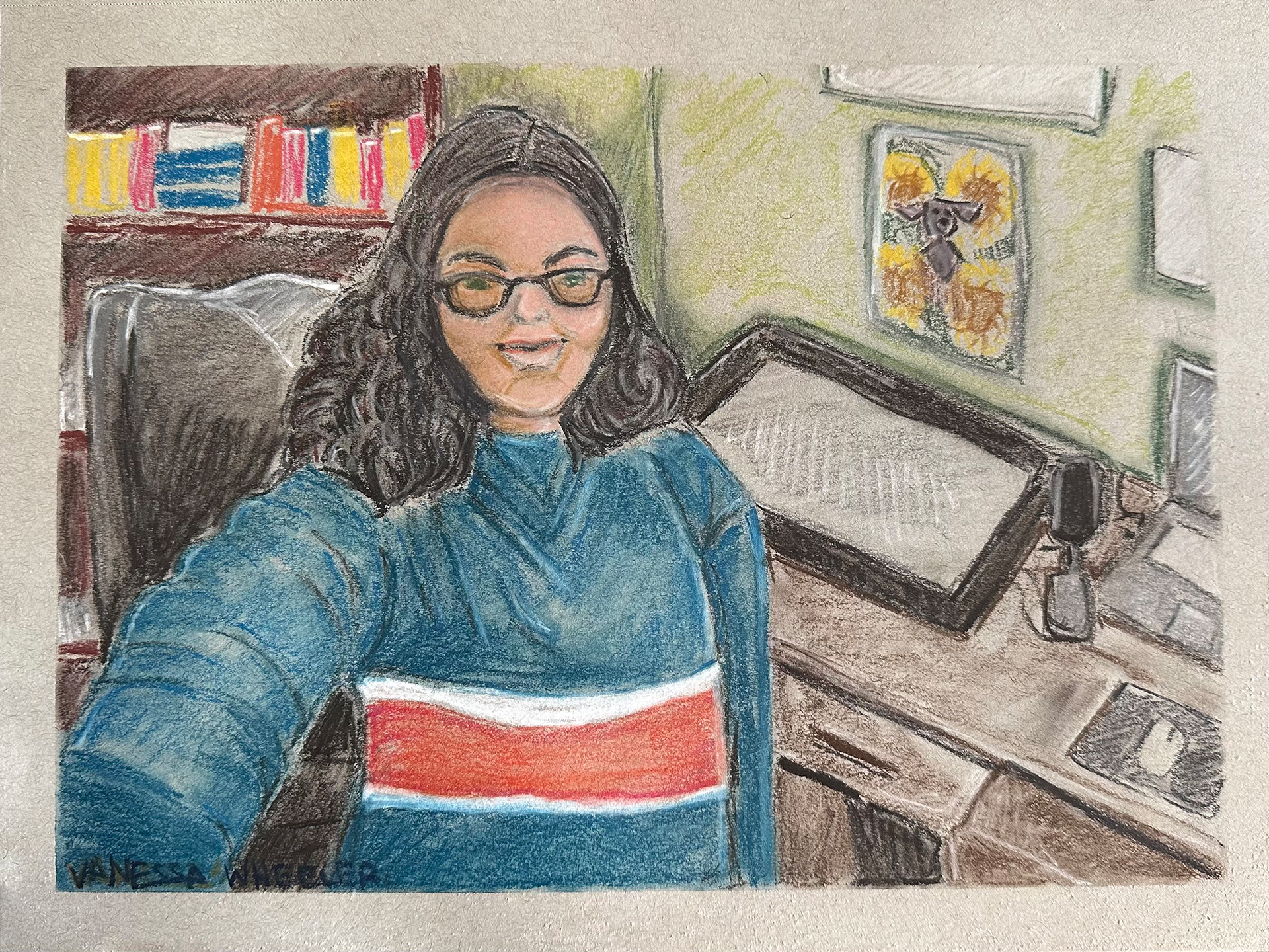 Vanessa Wheeler - Self At My Desk in Pastels