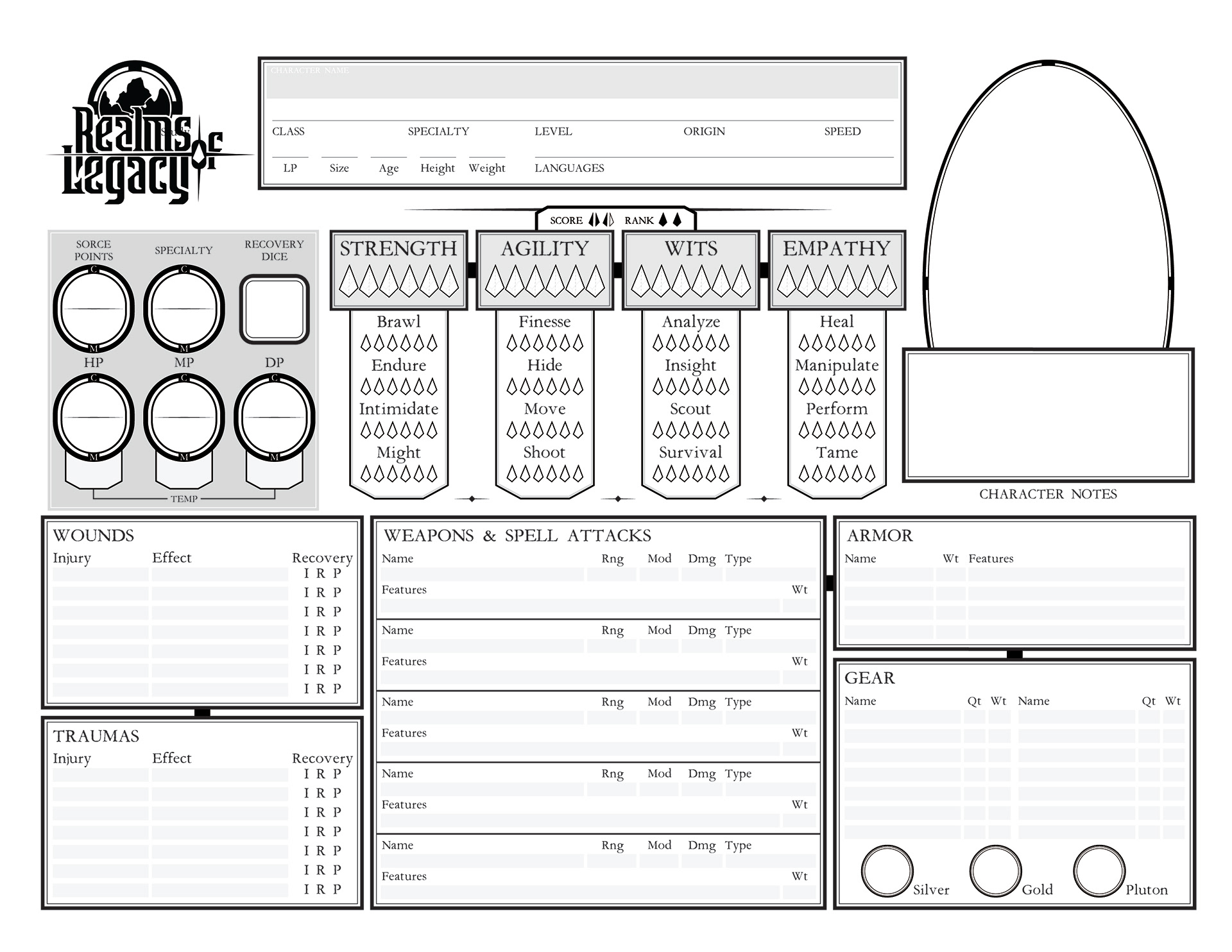 Pura Soza | Graphic Design - FREELANCE | Customized RPG Sheet