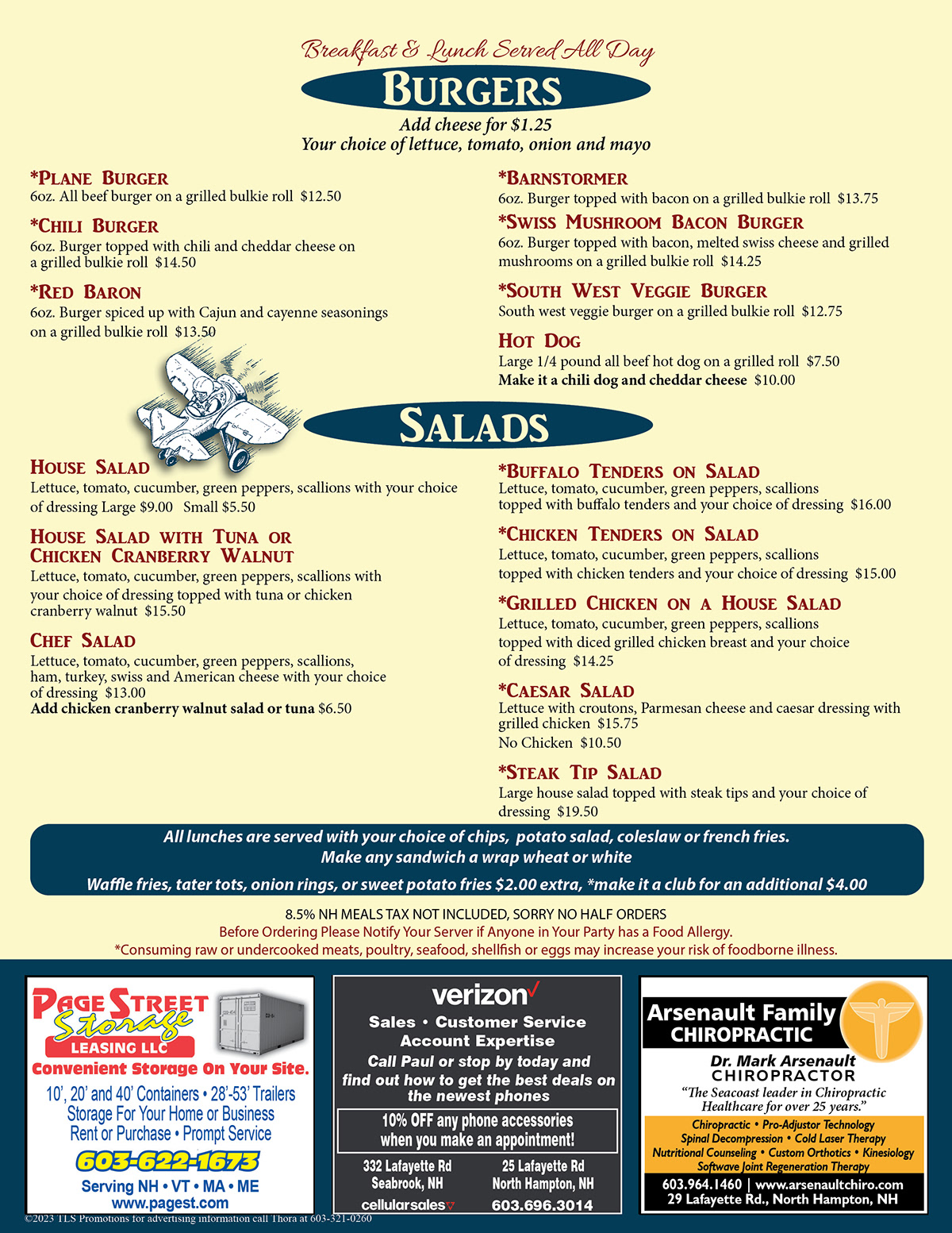 The Airfield Cafe - Menu