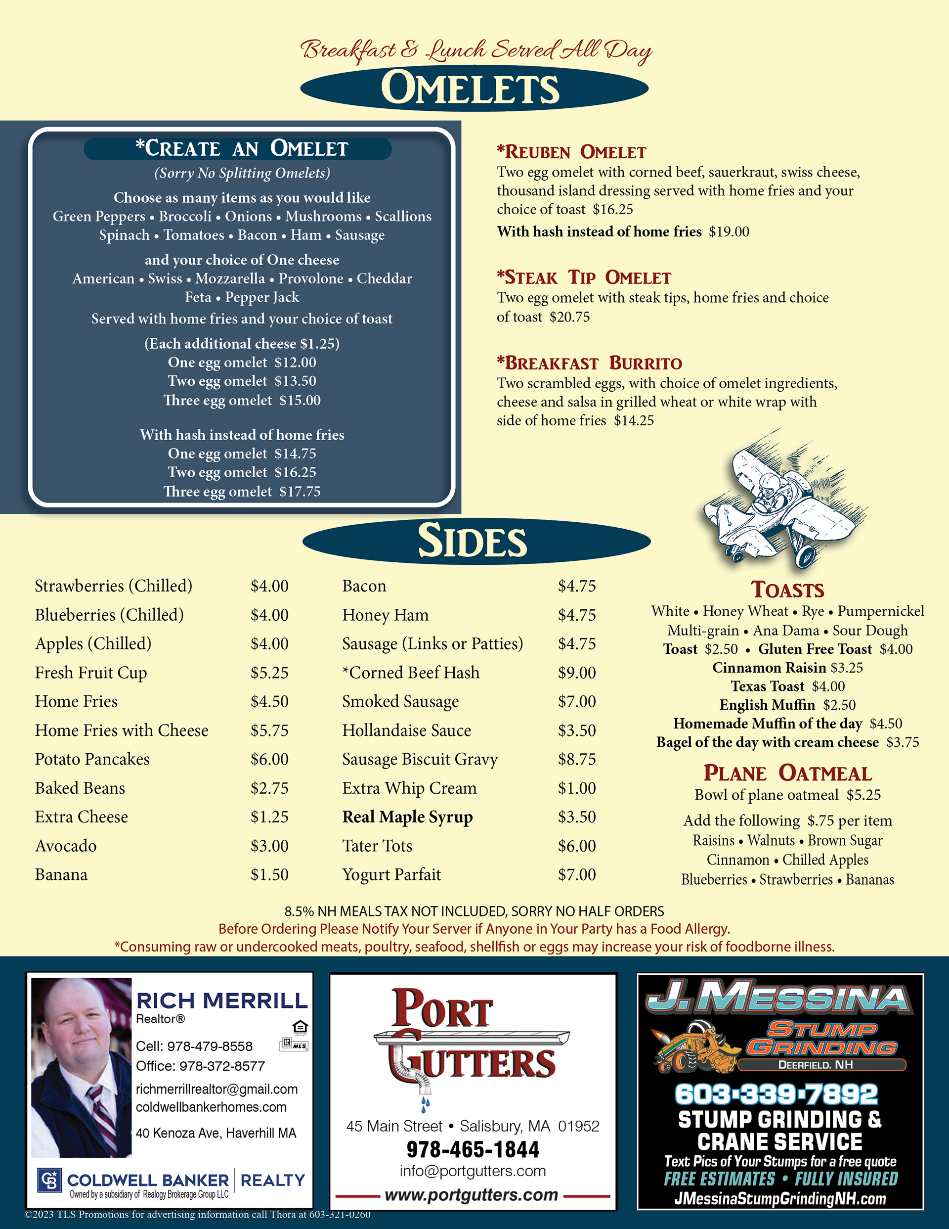 The Airfield Cafe - Menu