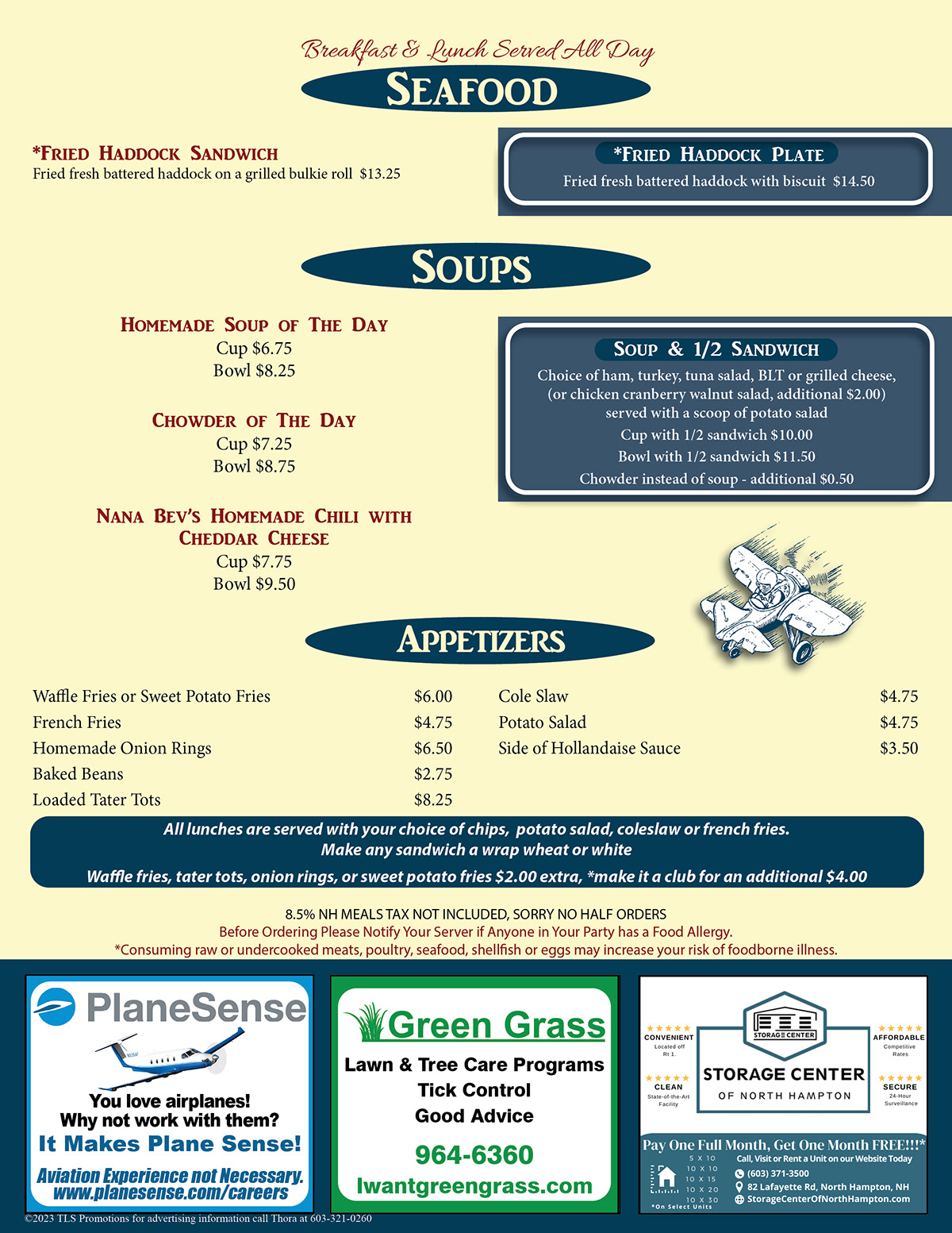 The Airfield Cafe - Menu