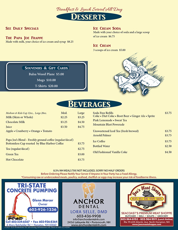 The Airfield Cafe - Menu