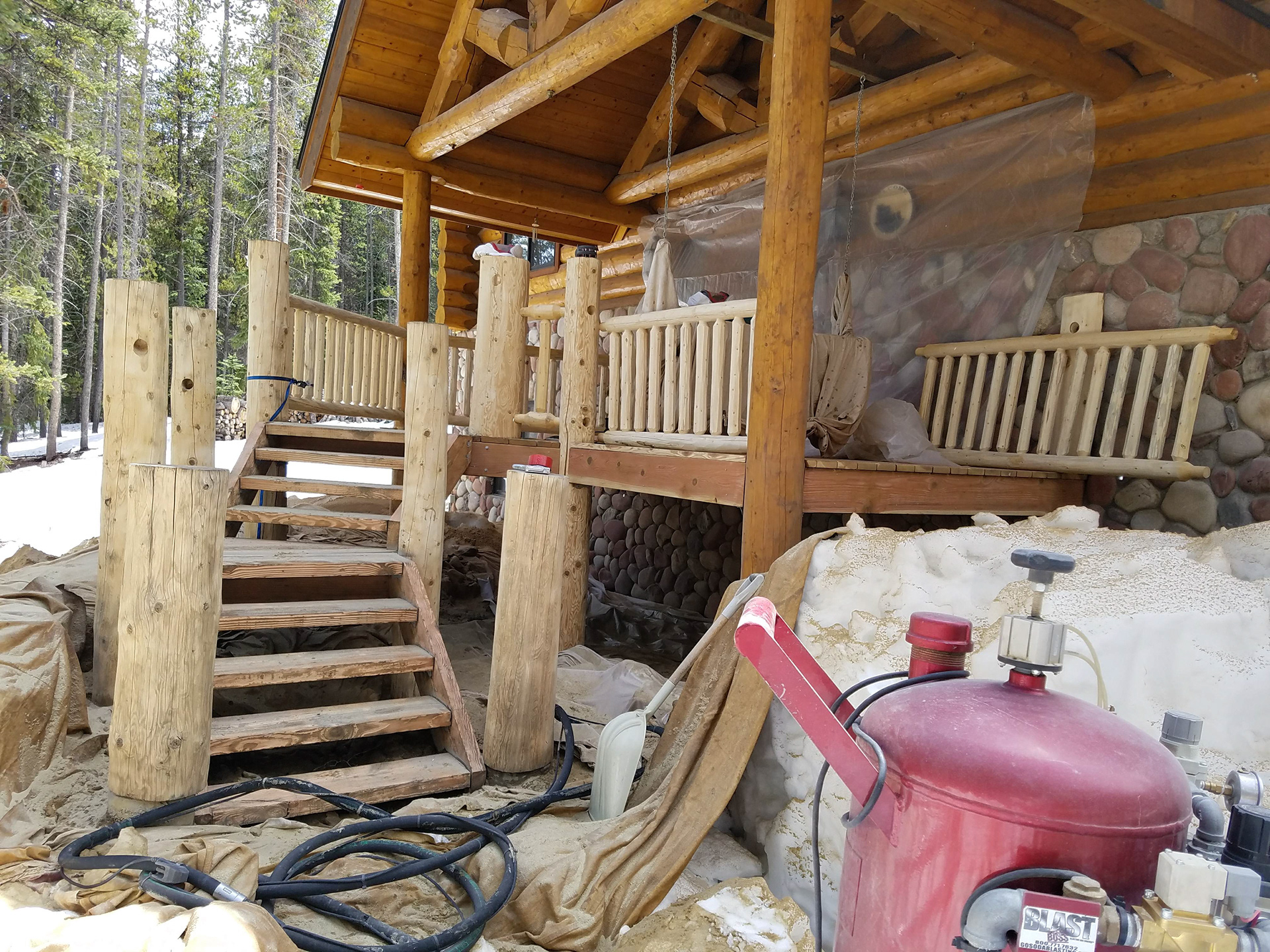 Log Home Restoration Colorado - Log Railing Repair - Deck and Log Cabin ...