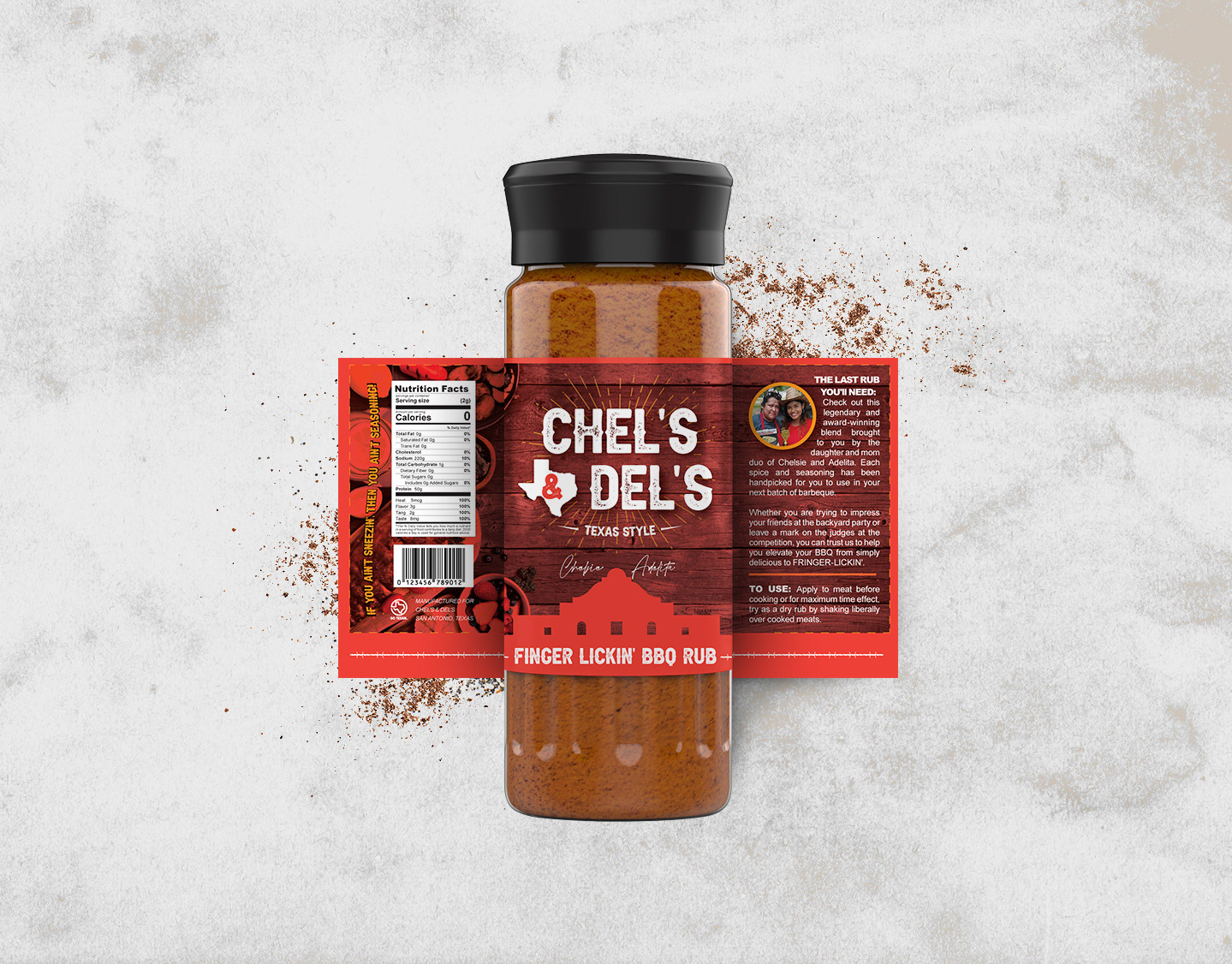 Bobby Eaton II Design Portfolio - Chel's & Del's BBQ Rub