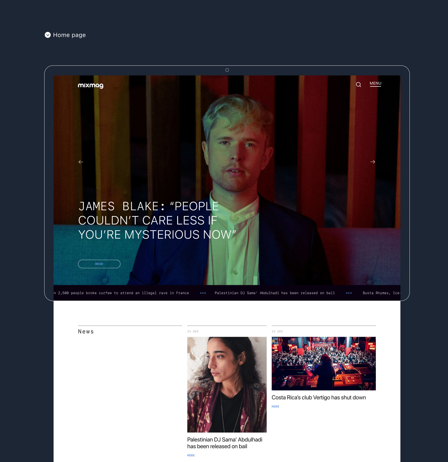 Rauldi.digital - UI design & Brand identity - MIXMAG REDESIGN