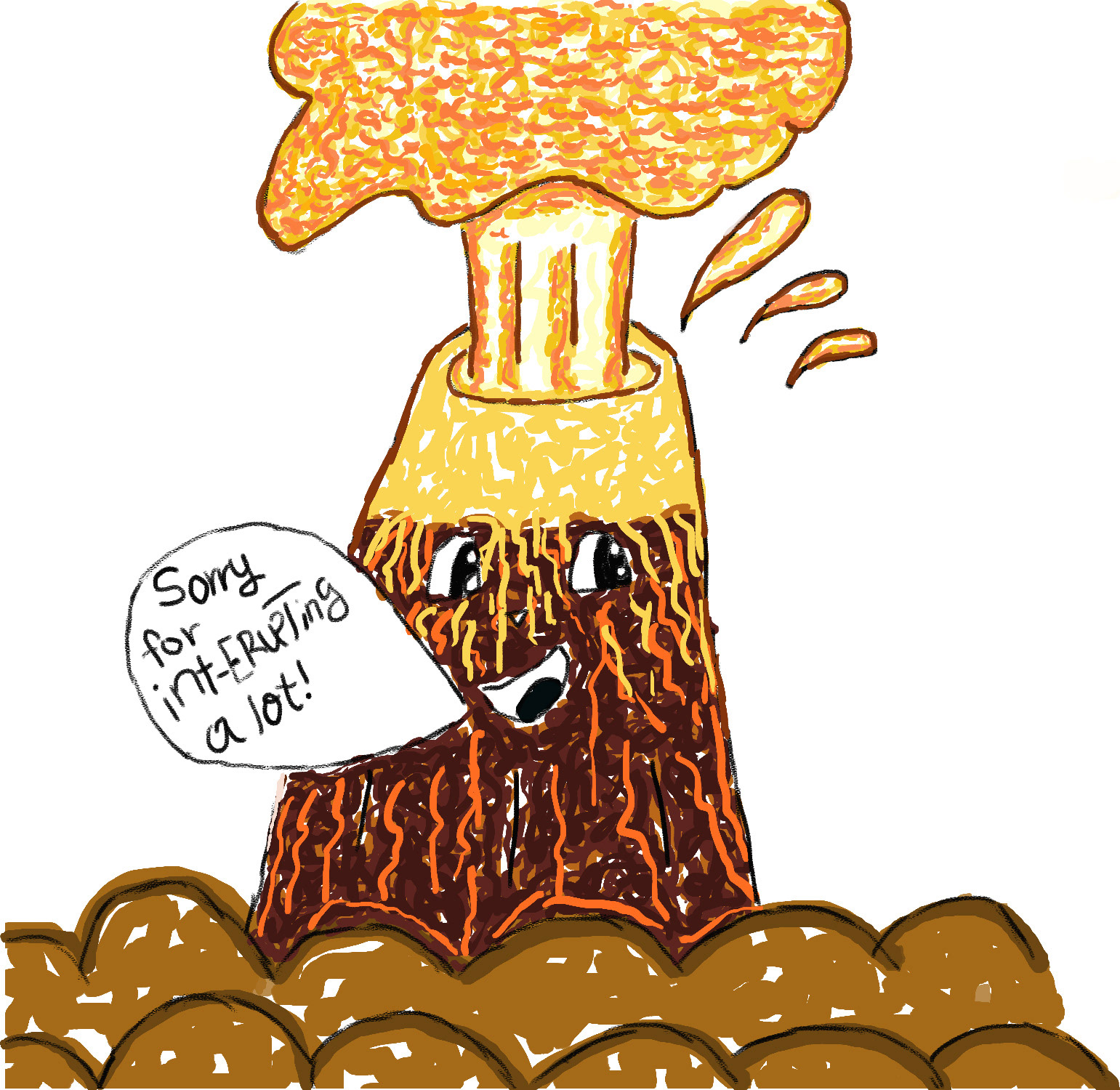 Cartoon Volcano With A Face