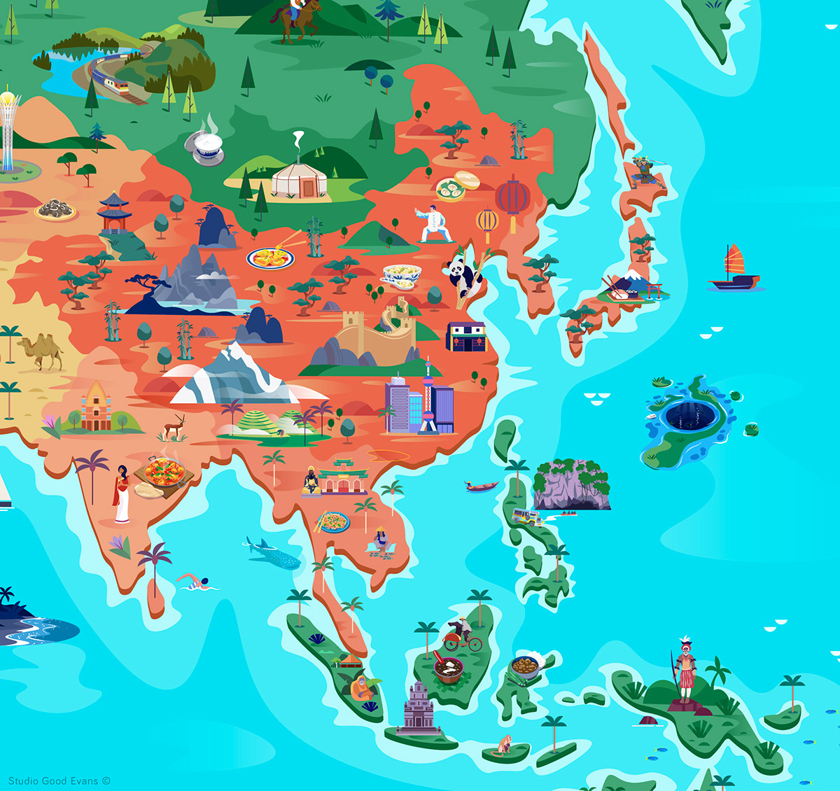 Jasmijn Evans Illustration - Illustrated World Map