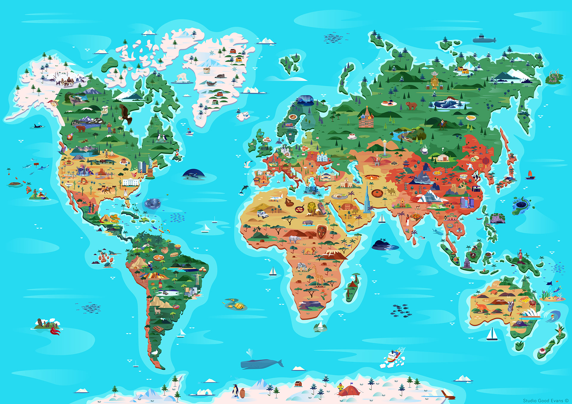 Jasmijn Evans Illustration - Illustrated World Map