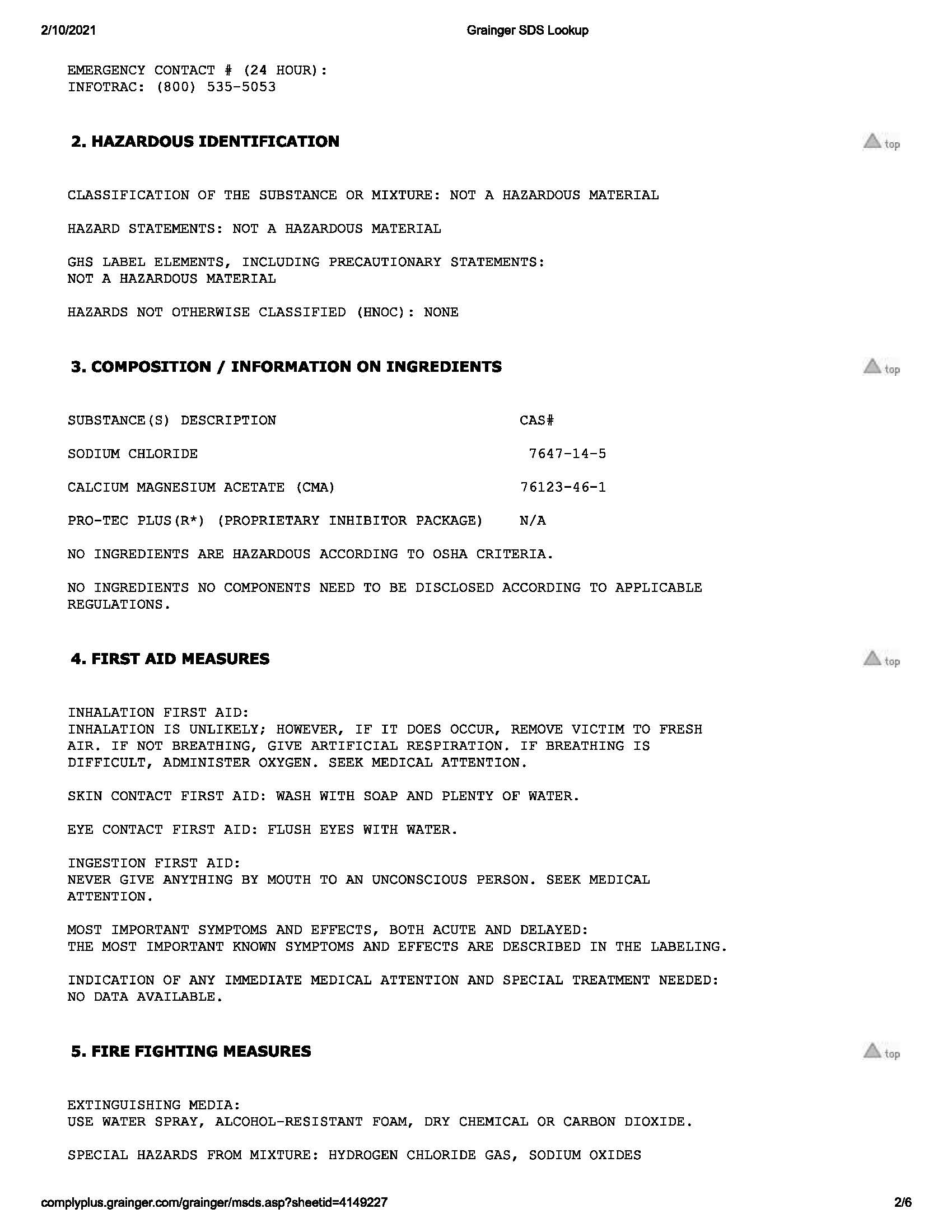 Safety Data Sheets for Aesop Auto - Ice Melt / De-icer