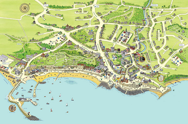 Keith Robinson Illustration - Lyme Regis, Tourist Map