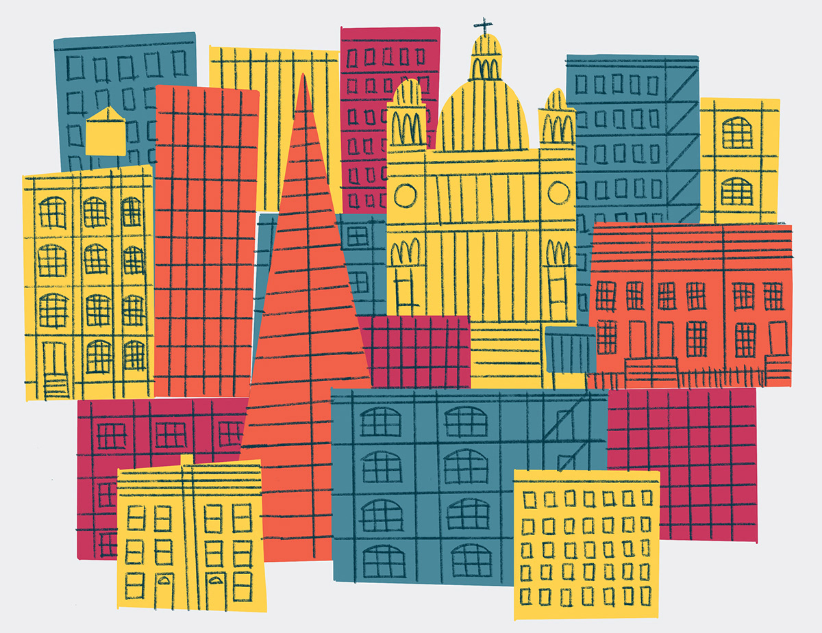 John Devolle - Cityscape Collage / Drawing