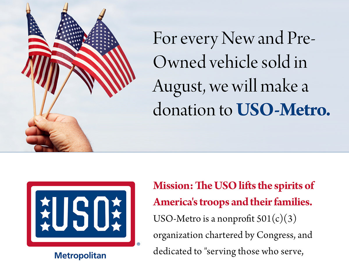 Emily Potthast - Web Banner Design for Donation to USO Metro