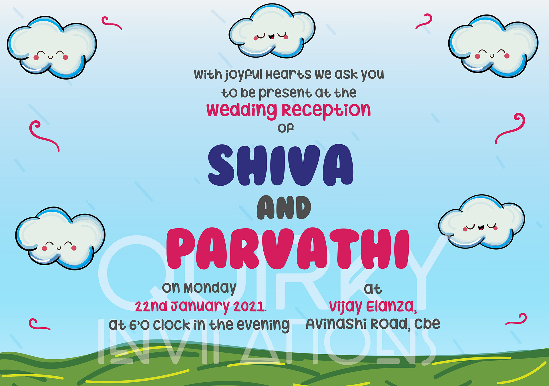 Quirky Indian Wedding Invitations - Shiva & Parvathi Wedding
