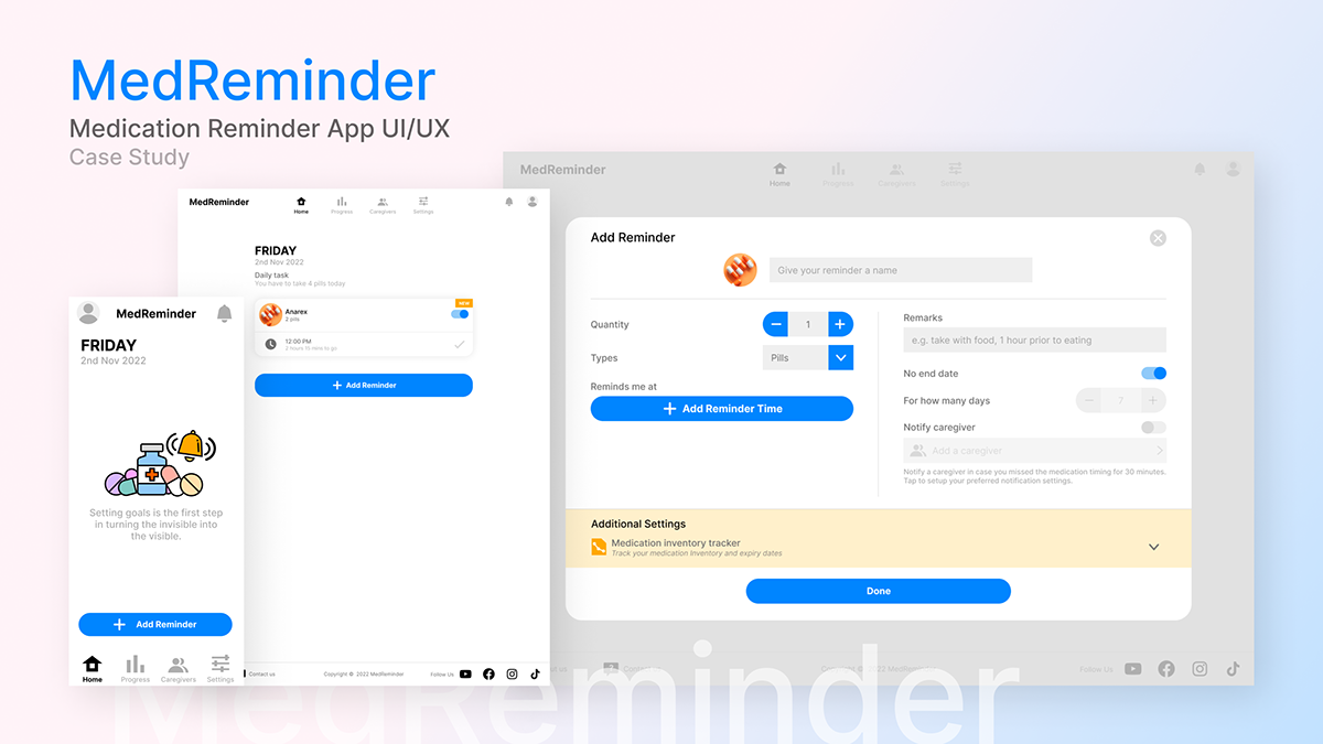 Y - MedReminder, Medication Reminder UI/UX Case Study