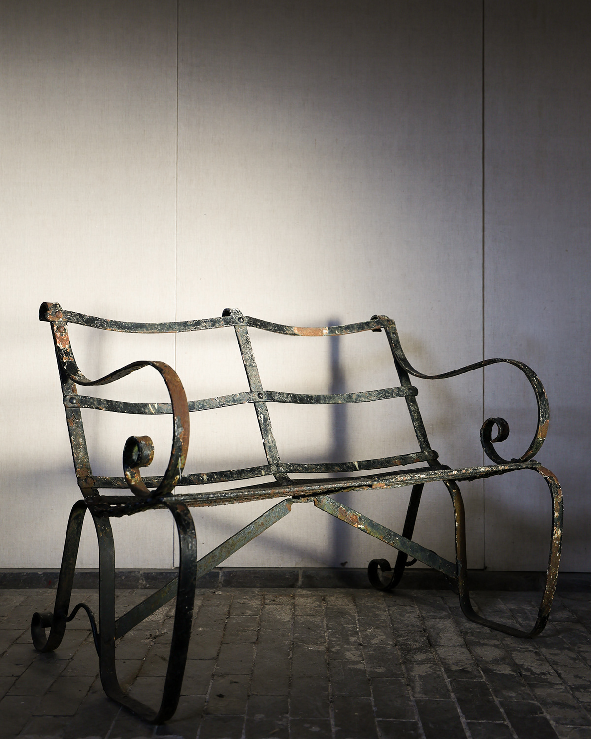 Furniture Odyssey - Early 19th century strap wrought iron garden bench