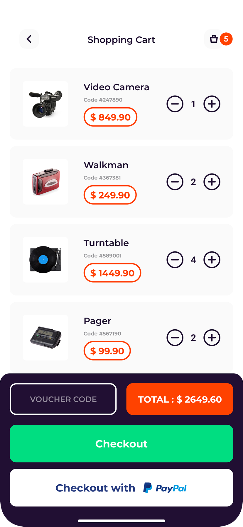 Andrei Marius - Shopping Cart App Design