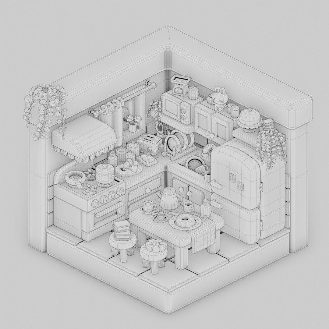 Daniela Iga | Illustration & Patterns - 3D Isometric Kitchen