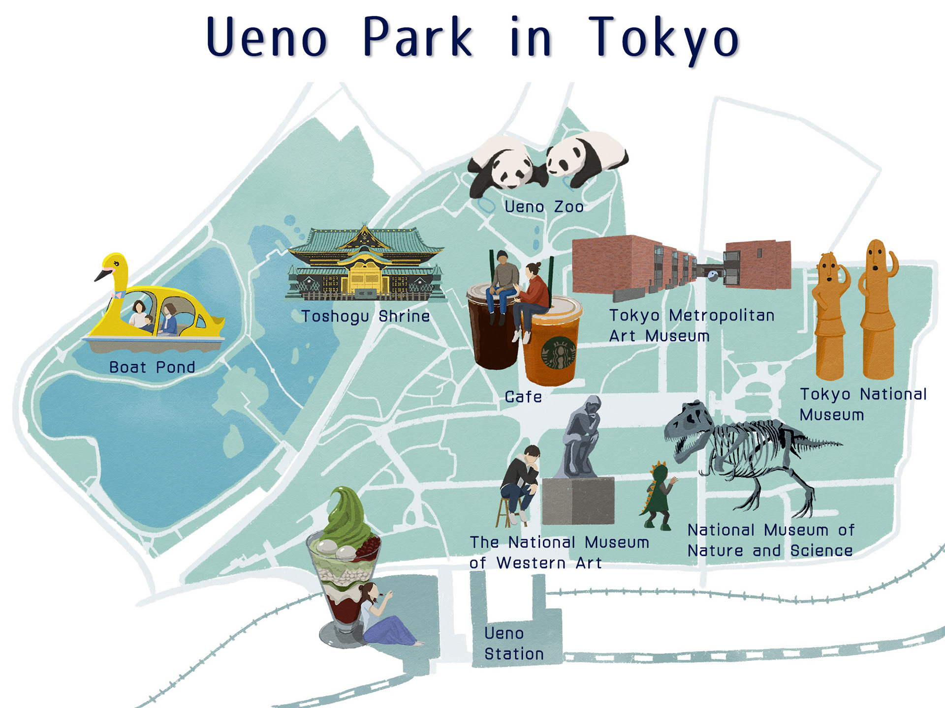 ERICO TOYOOKA ILLUSTRATIONS - Ueno Park Guide Map