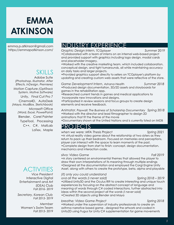 Emma Atkinson - resume