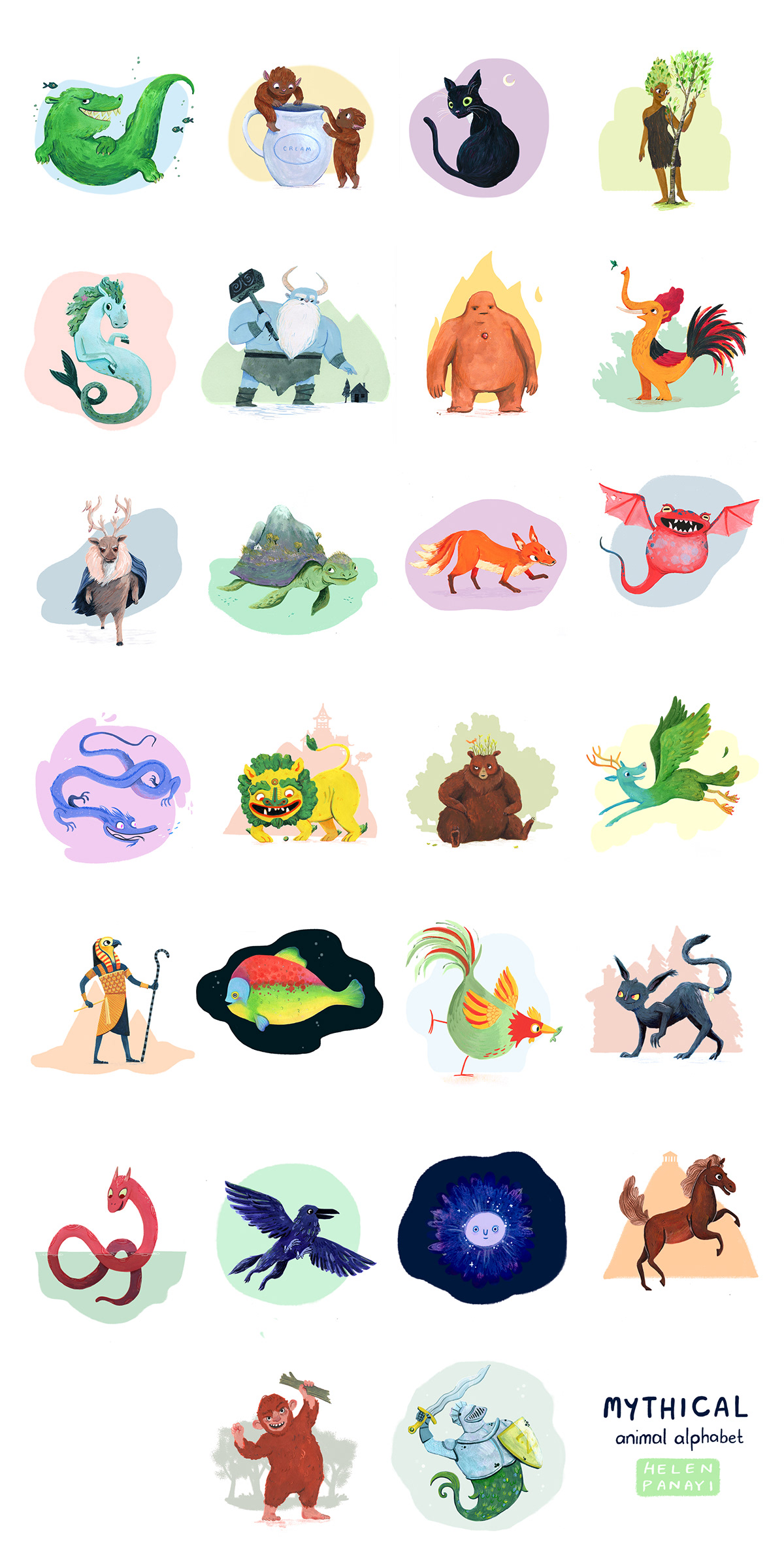 Helen Panayi Illustration - Mythical Animal Alphabet