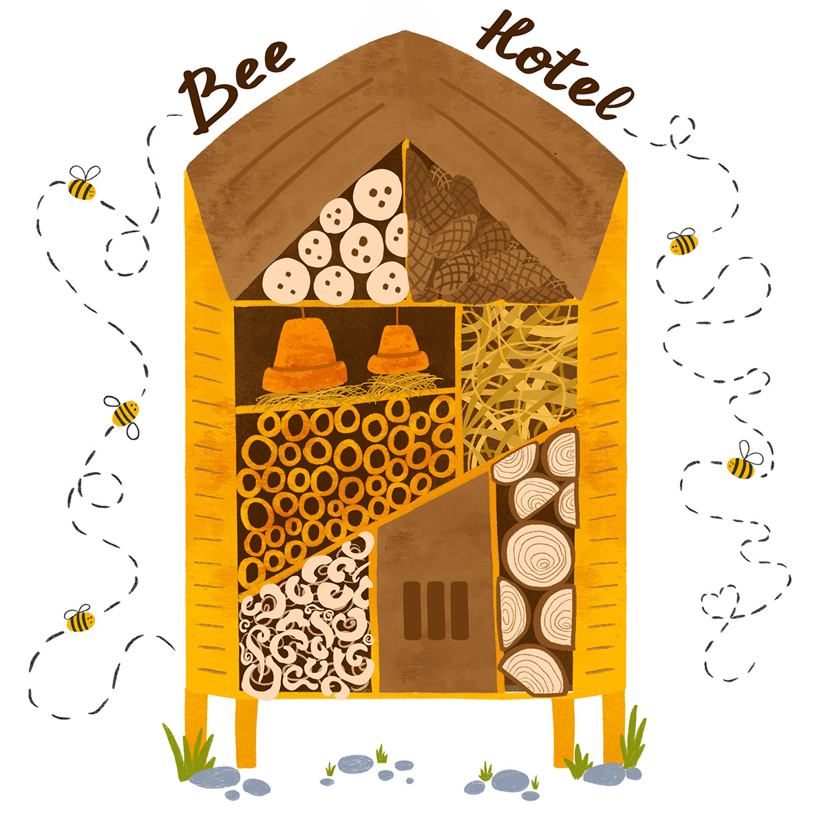 Tani Kuzmina Children Illustrator - Bee Hotel