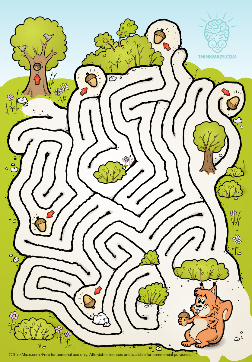 Beautiful FREE mazes for kids and more - Nutty Squirrel Maze Beautiful FREE mazes for kids and more - Nutty Squirrel Maze