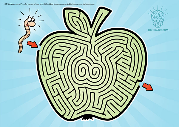 Beautiful FREE mazes for kids and more - Apple maze