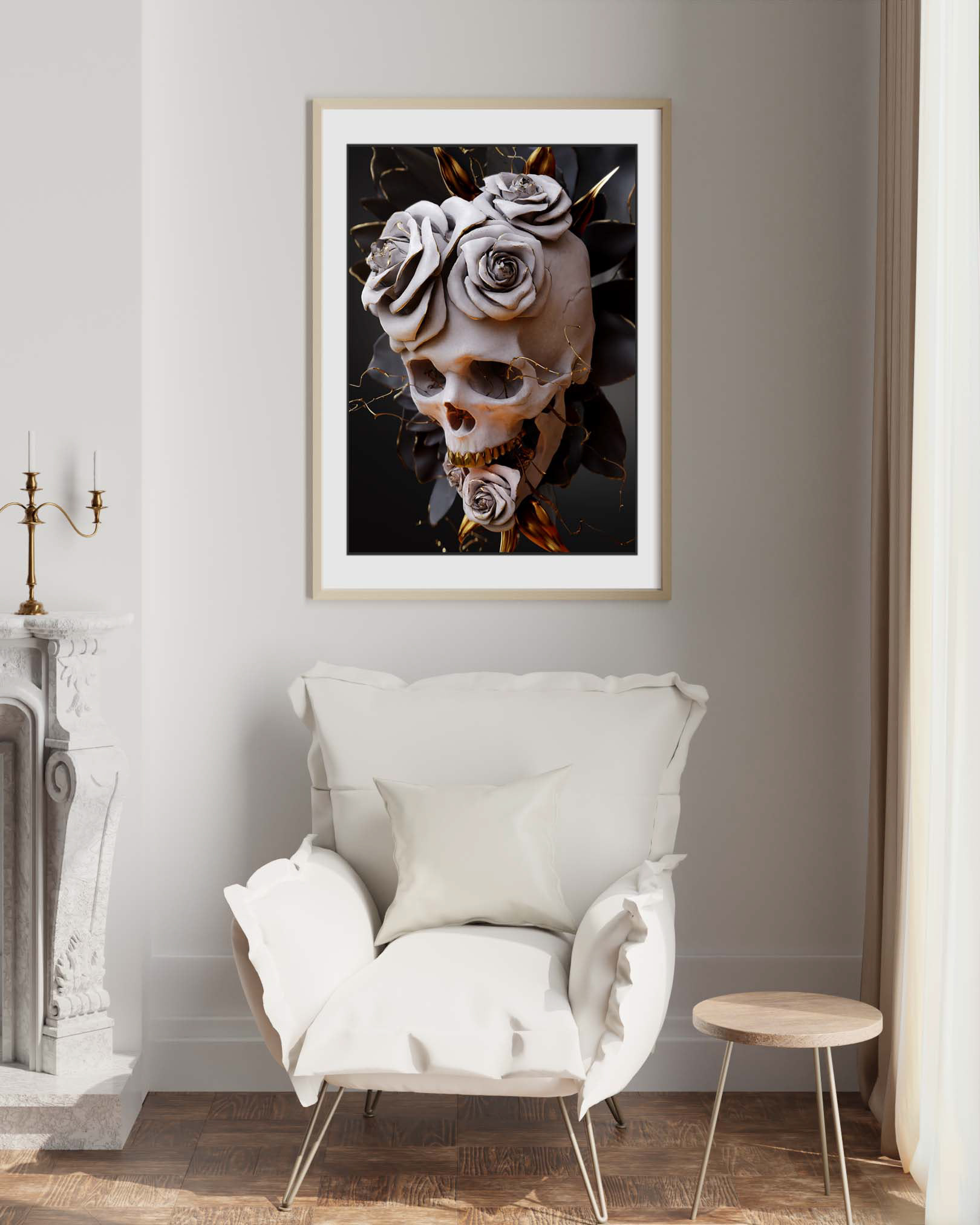 Skulltura Art Posters - SKULL AND ROSES