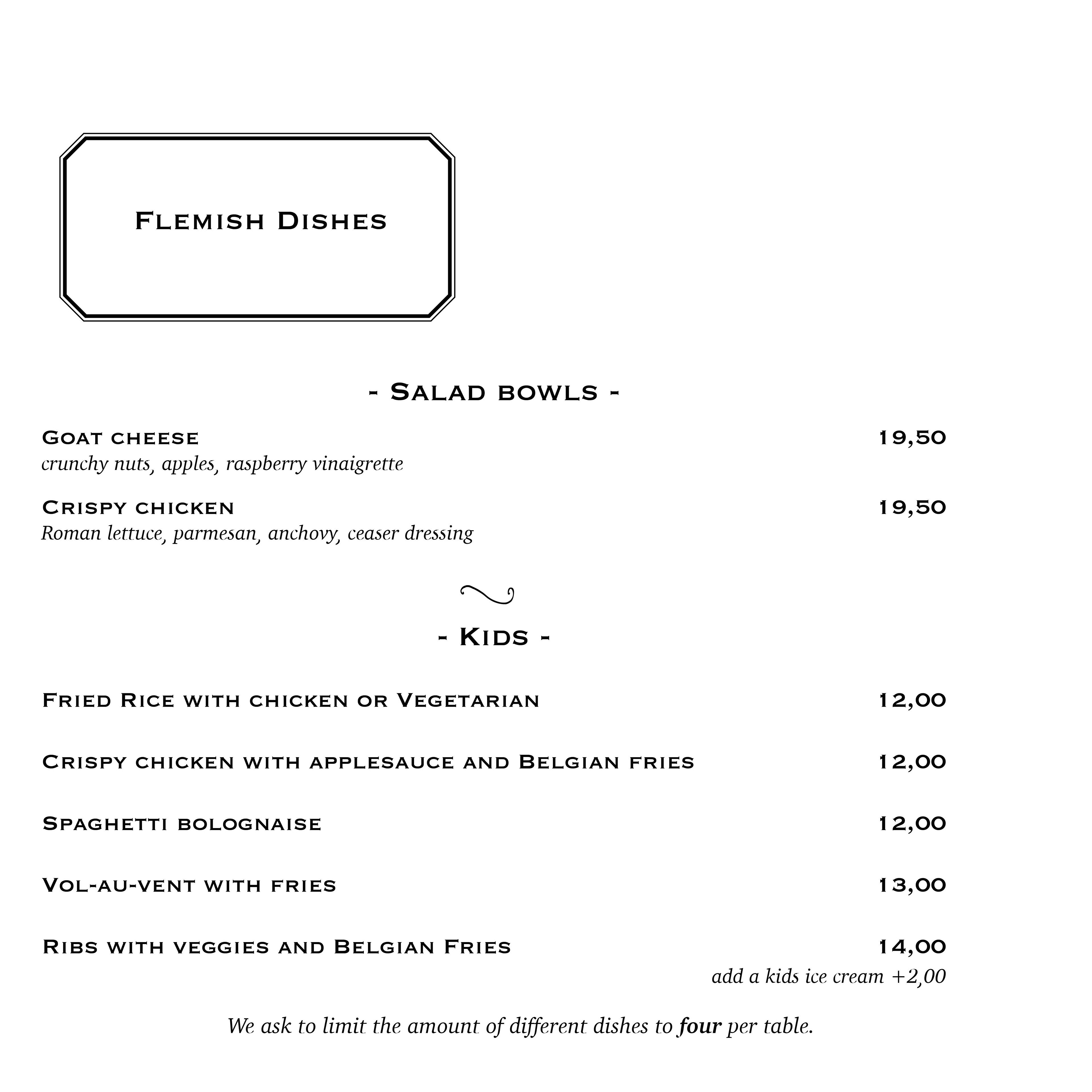 May's - English menu