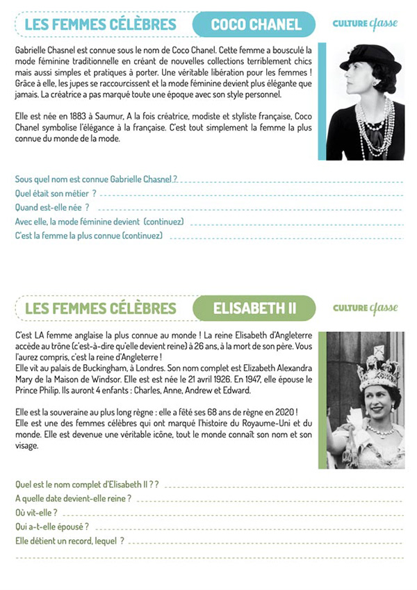 Culture Classe - Les femmes célèbres