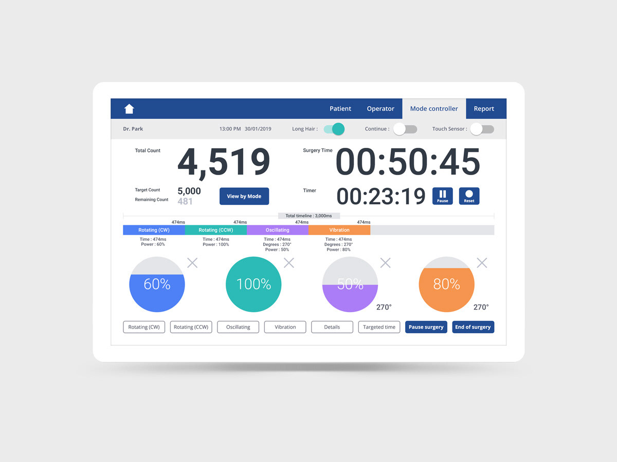 WIZCON :: 산업디자인전문회사 :: 위즈콘 - 헤어임플란트 의료기기 GUI