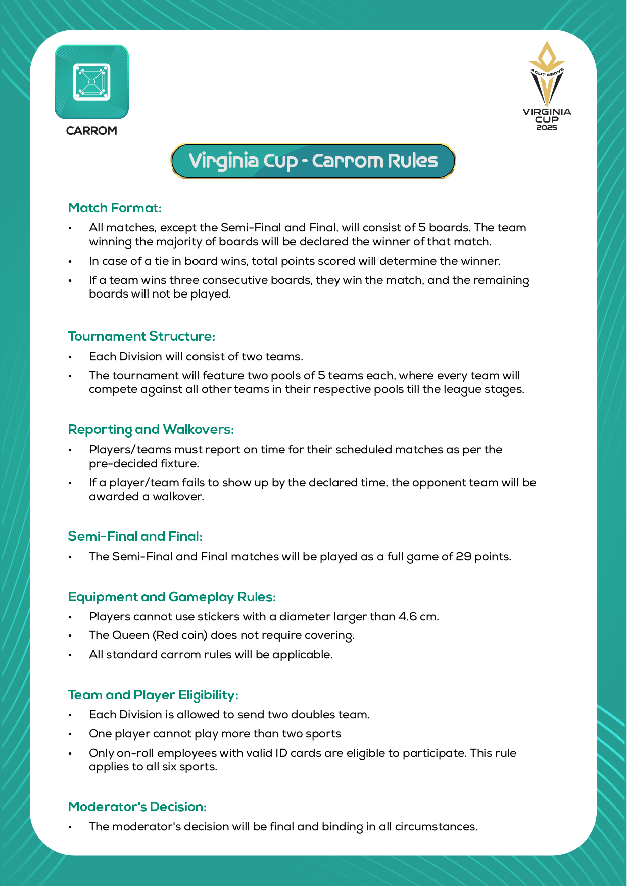 Virginia Cup 2025 - Rules