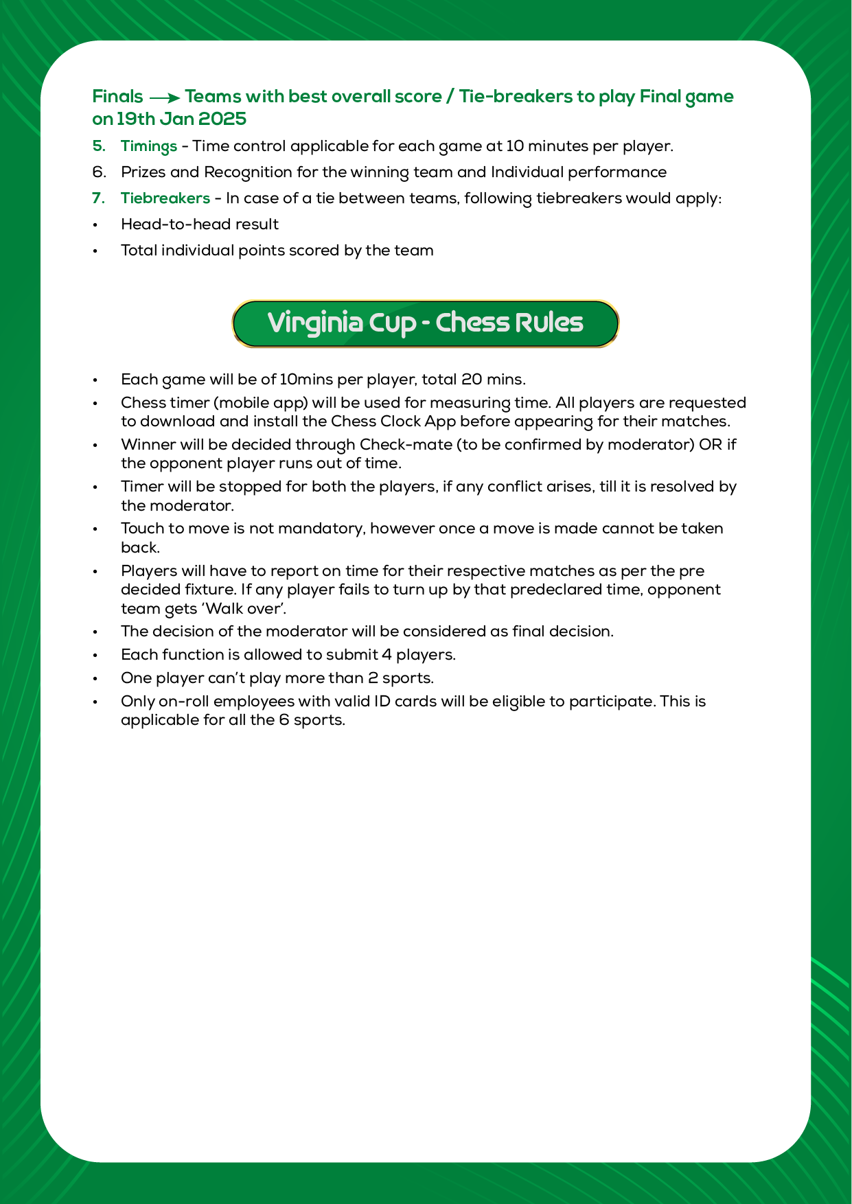 Virginia Cup 2025 - Rules
