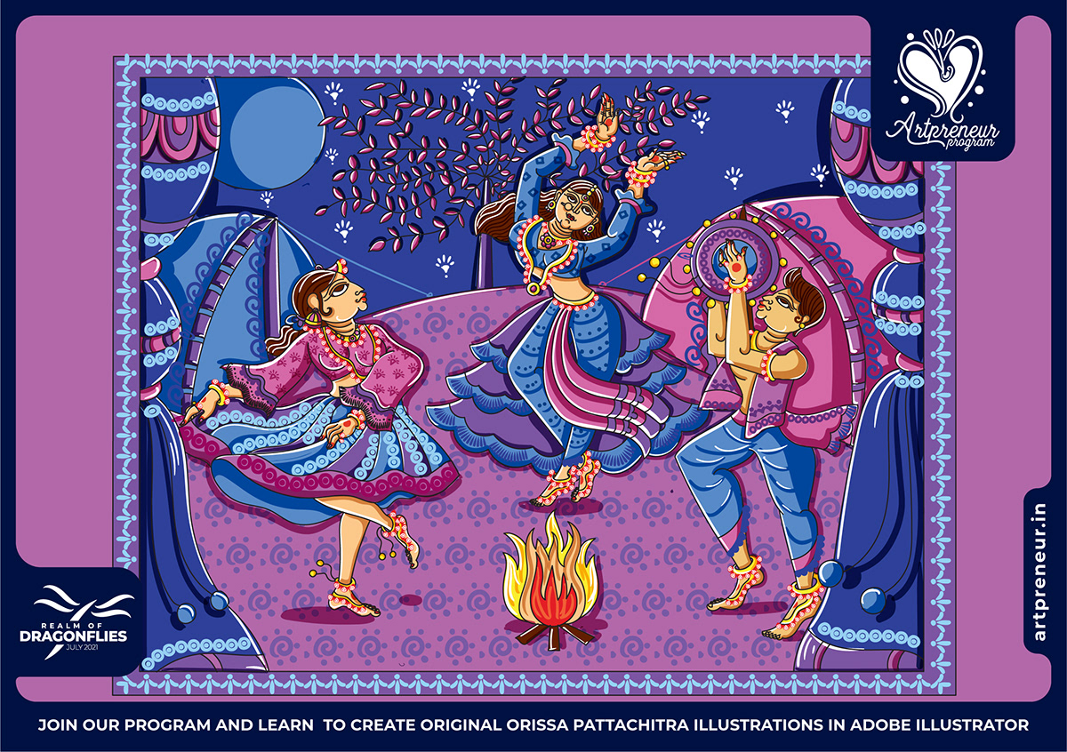 Artpreneur Online Program - 30 Orissa Pattachitra Indian Folk Illustrations