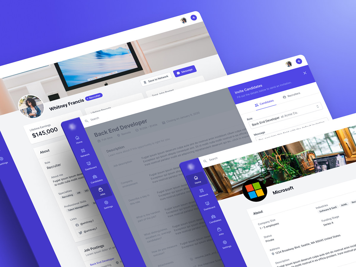 Portfolio — Vip Sitaraman - Recruiting App: UI / UX Design