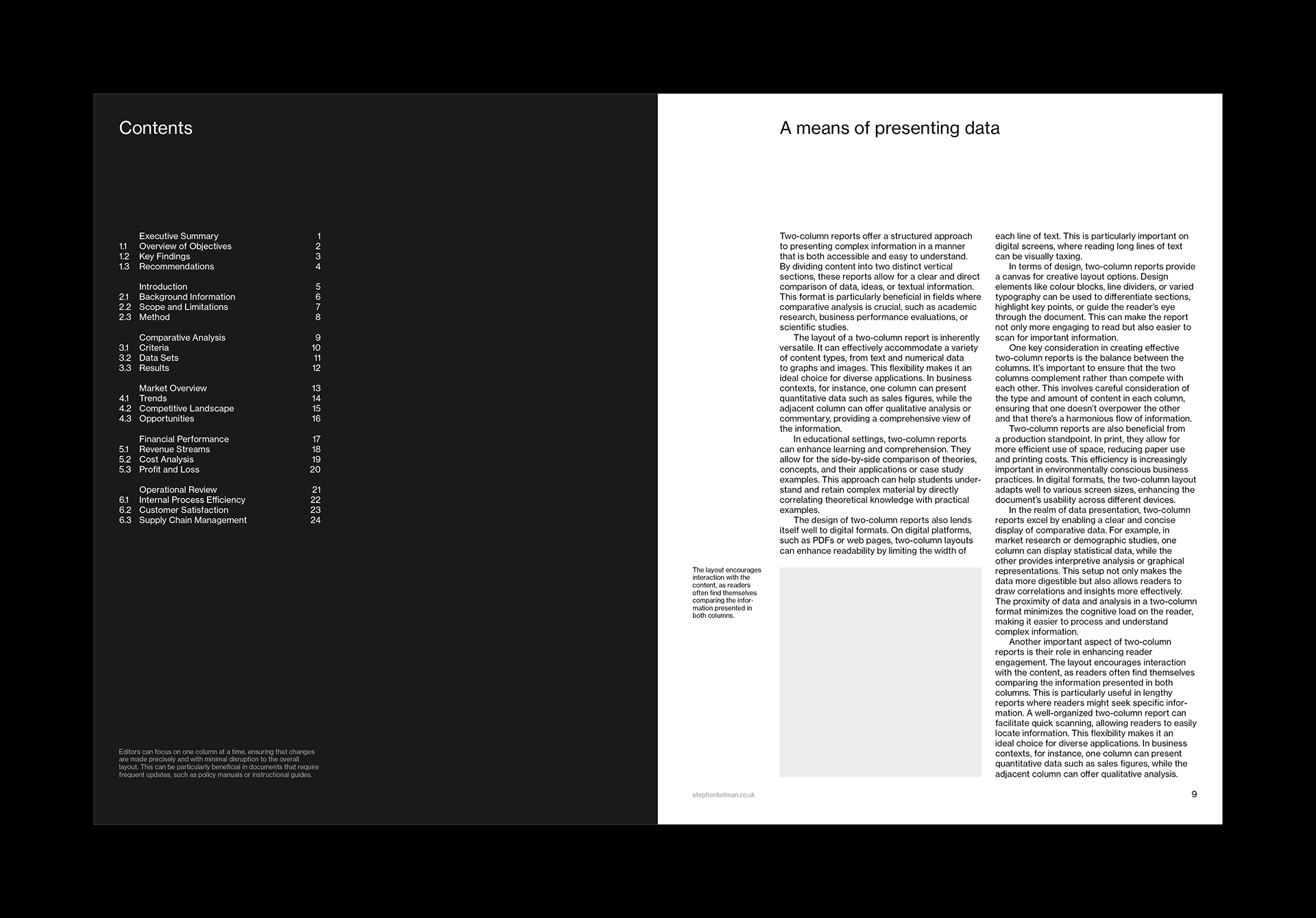 Stephen Kelman - US Letter Two Column Report Grid System for InDesign
