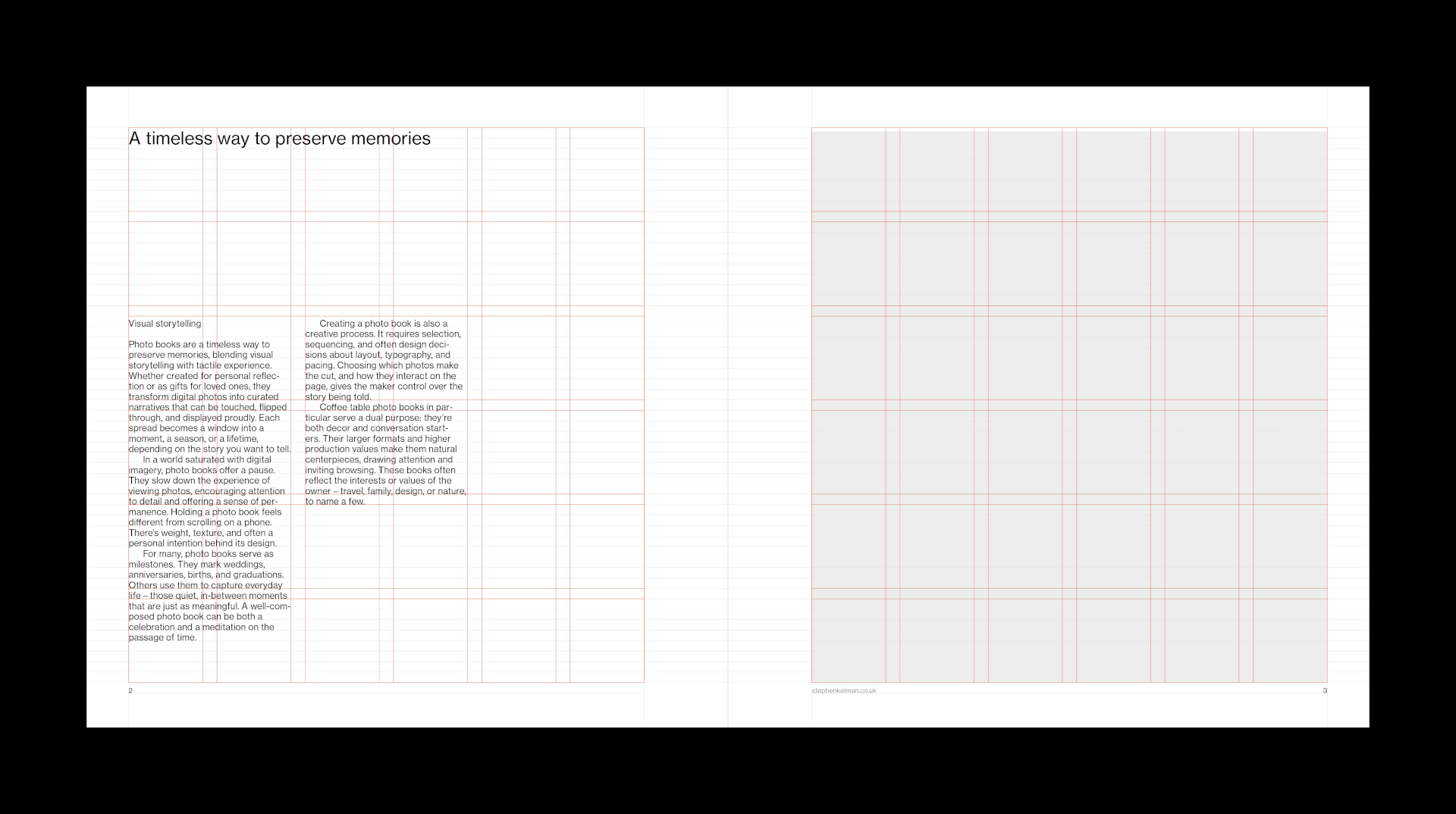 Stephen Kelman - Square Photobook Grid System for InDesign | Sans