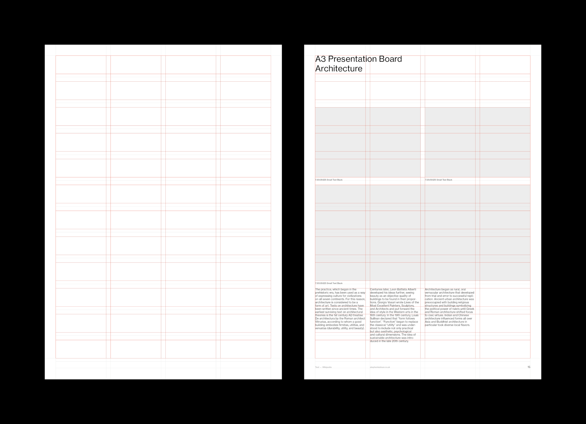 Stephen Kelman - A3 Presentation Grid System for InDesign | Portrait