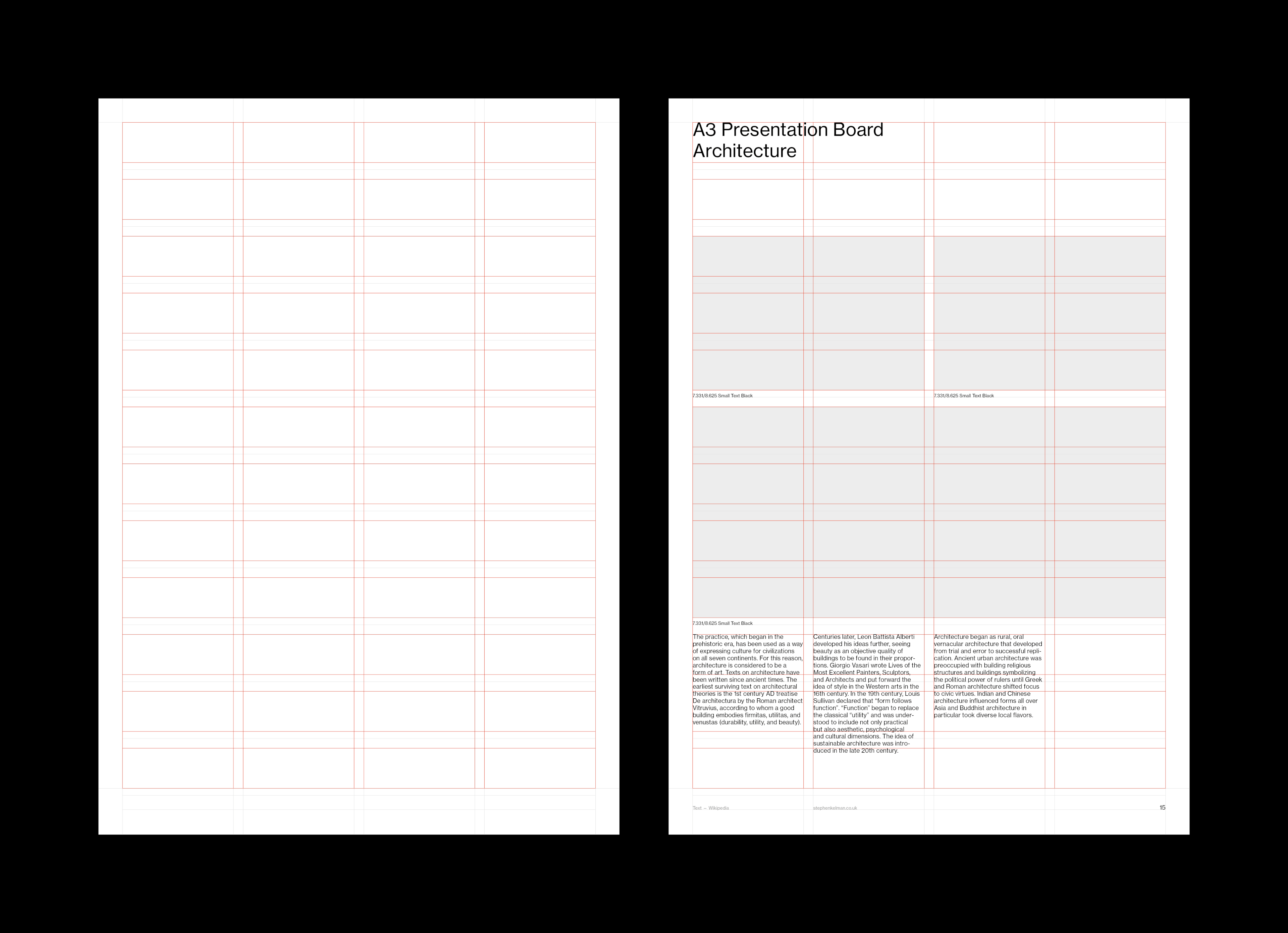Stephen Kelman - A3 Presentation Grid System for InDesign | Portrait