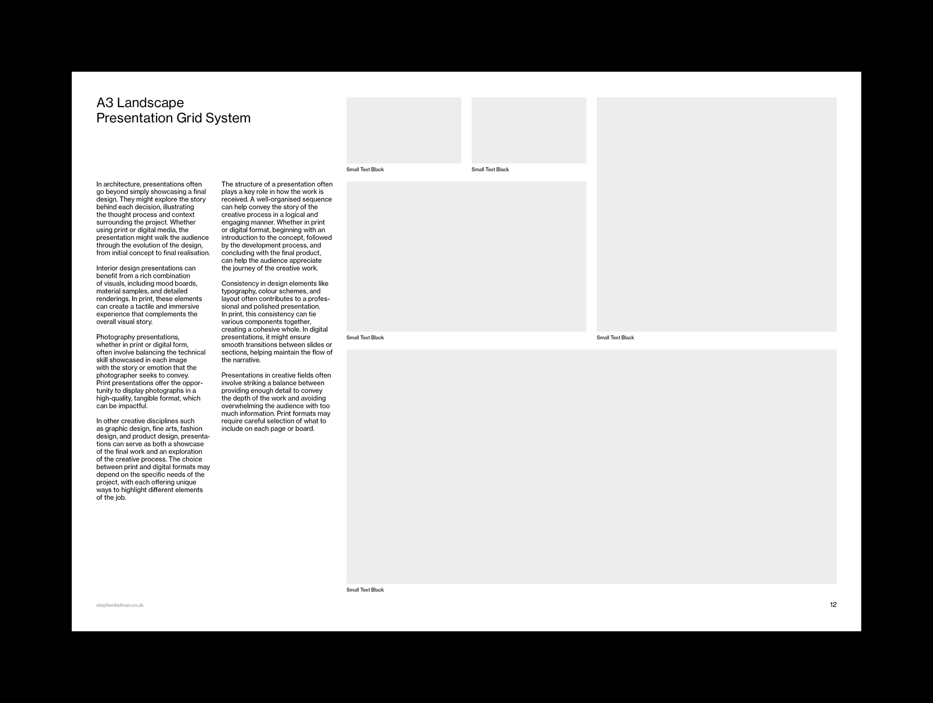 Stephen Kelman - A3 Presentation Grid System for InDesign | Landscape