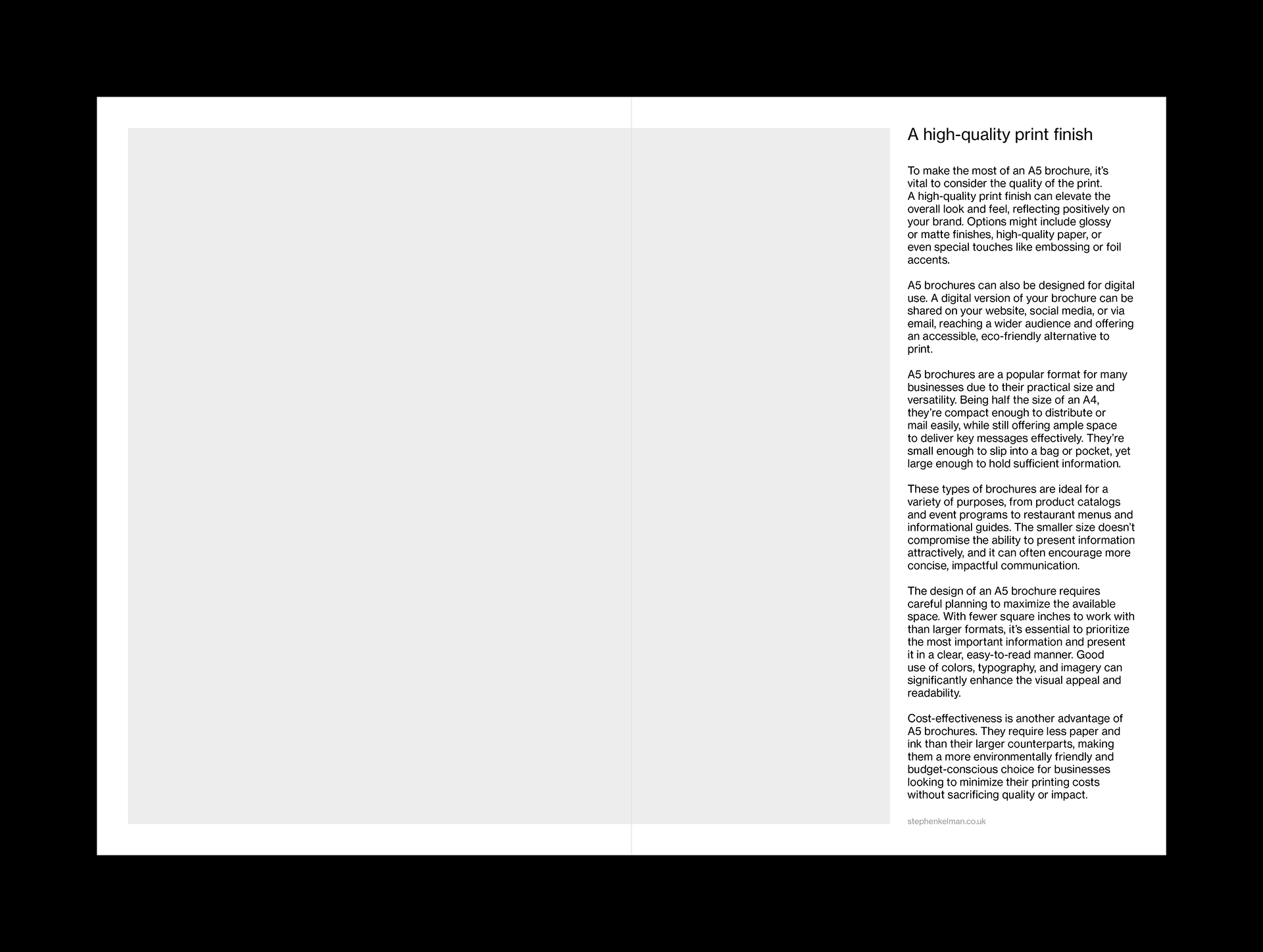Stephen Kelman - A5 Brochure Grid System for InDesign