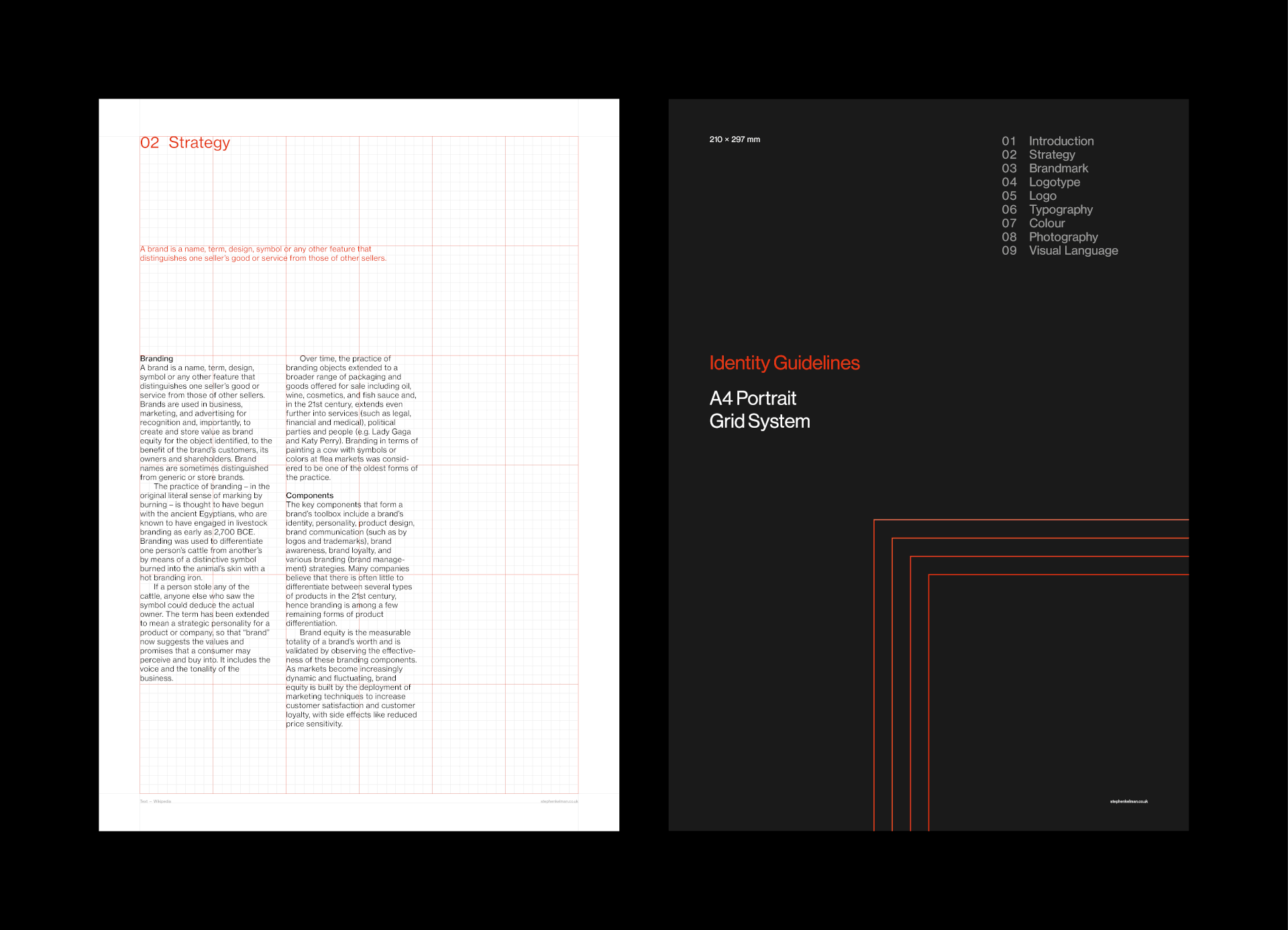 Stephen Kelman - Brand Identity Guidelines Grid System – A4 Portrait