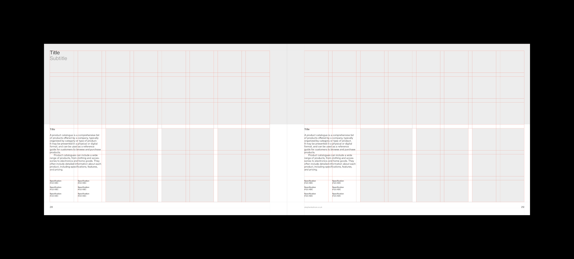 Stephen Kelman A4 Catalogue Grid System For Indesign Landscape