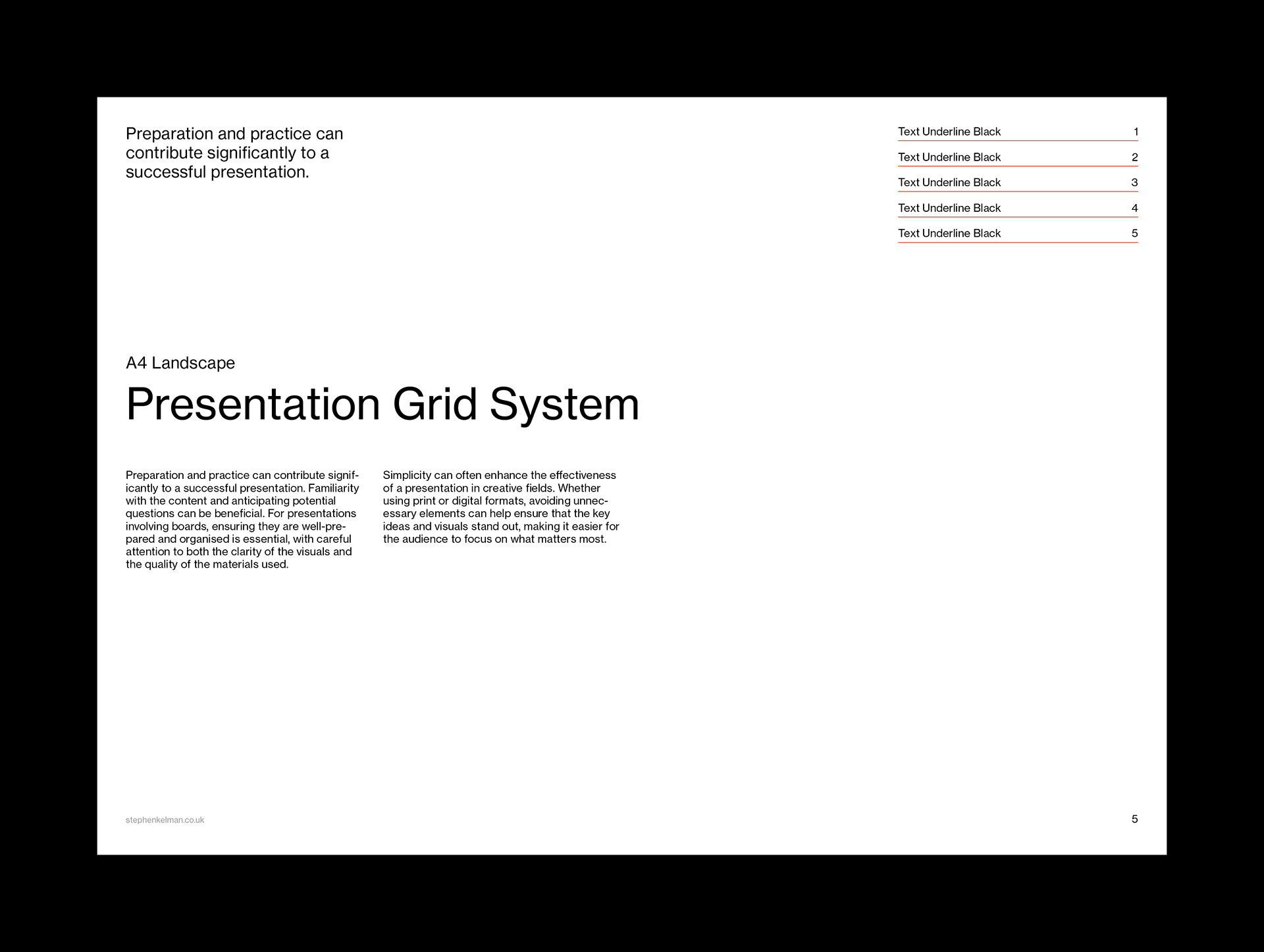 Stephen Kelman - A4 Presentation Grid System for InDesign