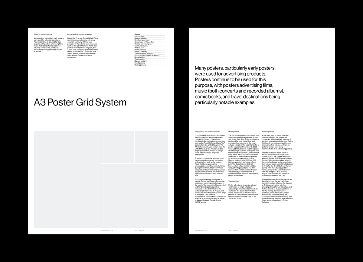 Stephen Kelman - A3 Swiss Style Poster Grid System for InDesign