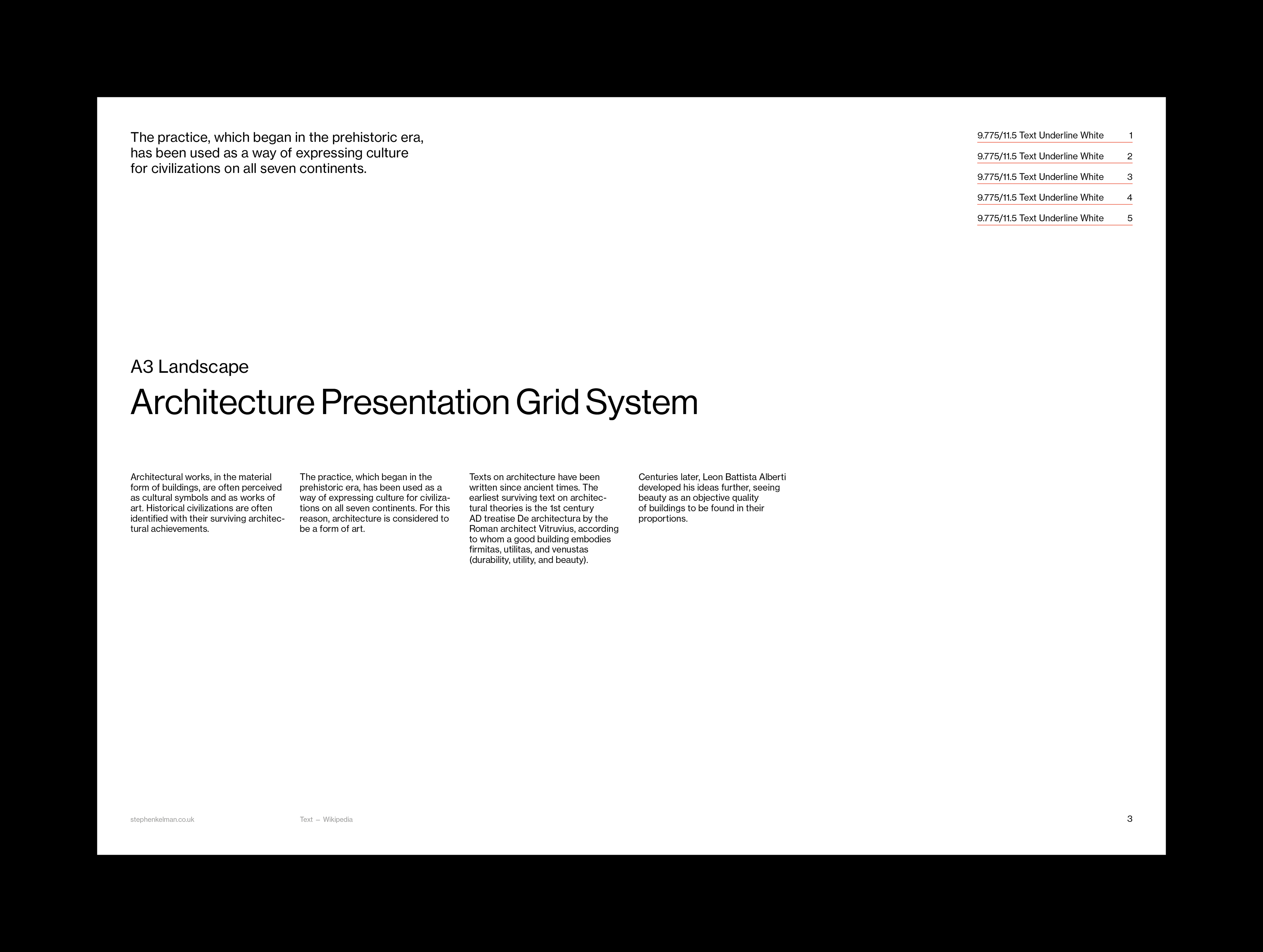 Stephen Kelman - A3 Presentation Grid System for InDesign | Landscape